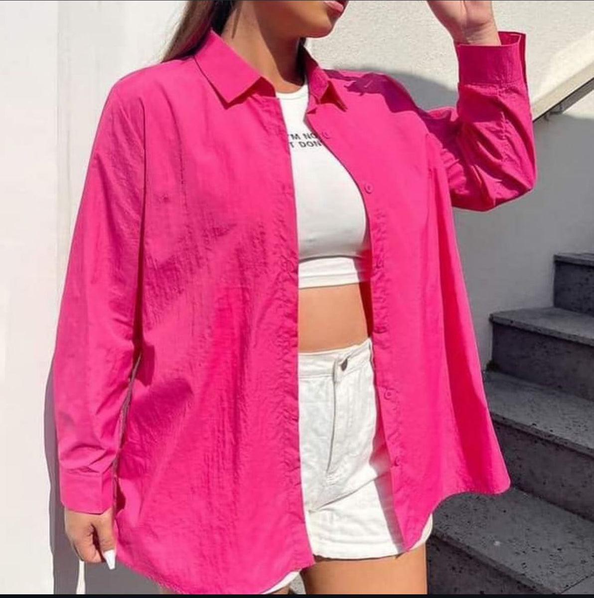 Shocking Pink button down shirt – Clothing House
